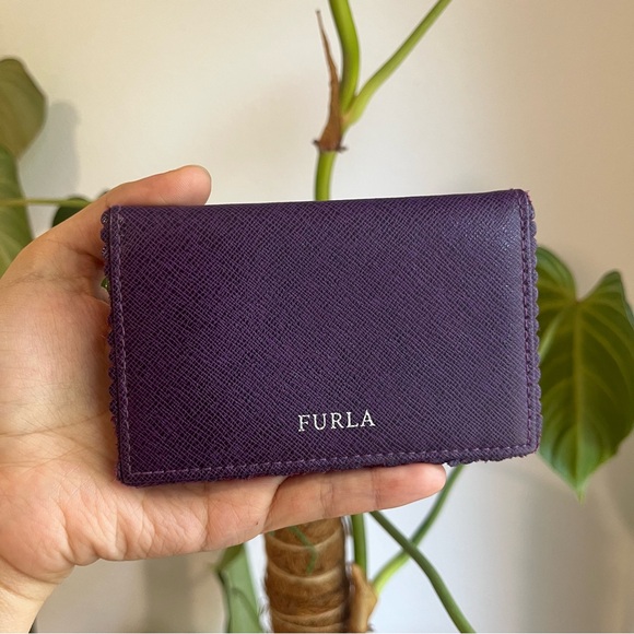 Furla | Bags | Furla Purple Card Holder Small Texture Wallet | Poshmark